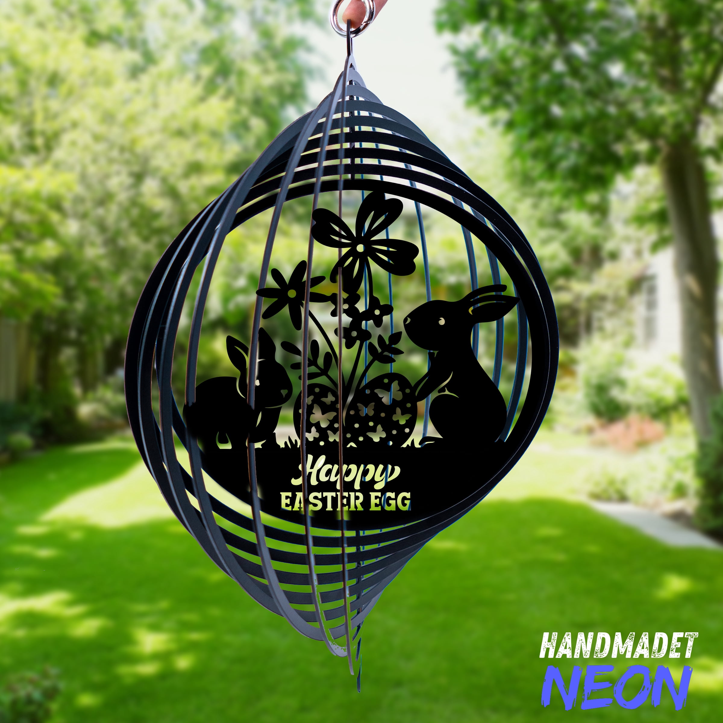 Handmadetneonsign Happy Easter Egg Wind Spinner Metal, Garden Decor ...