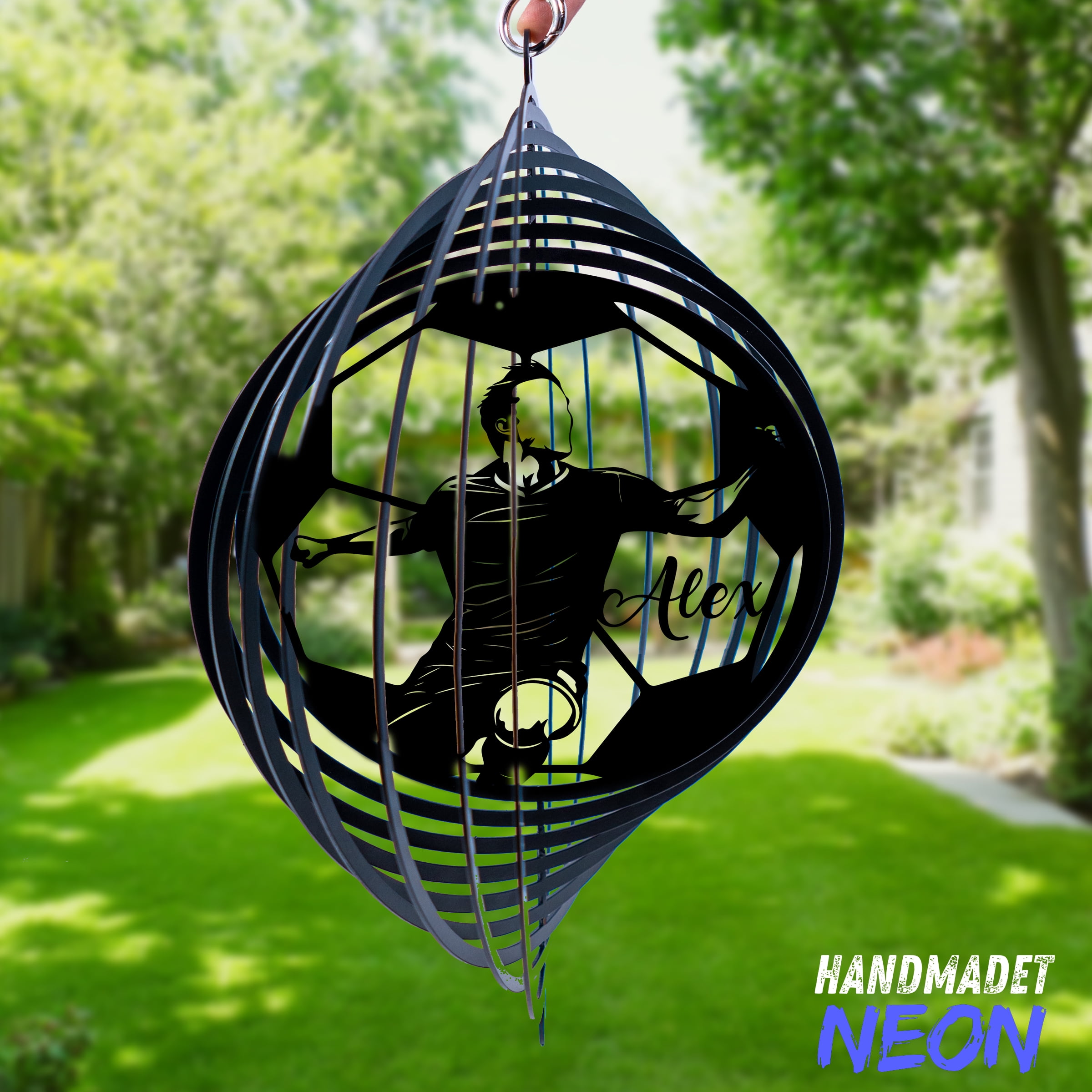 Handmadetneonsign Soccer Wind Spinner, Metal Kinetic Garden Decor ...