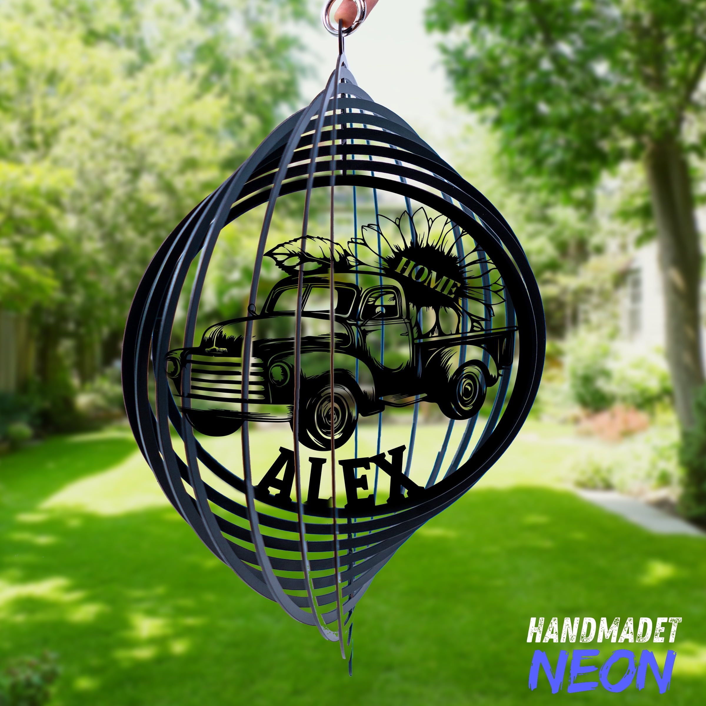 Handmadetneonsign Sunflower Wind Spinner, Whimsical Metal Garden Decor ...