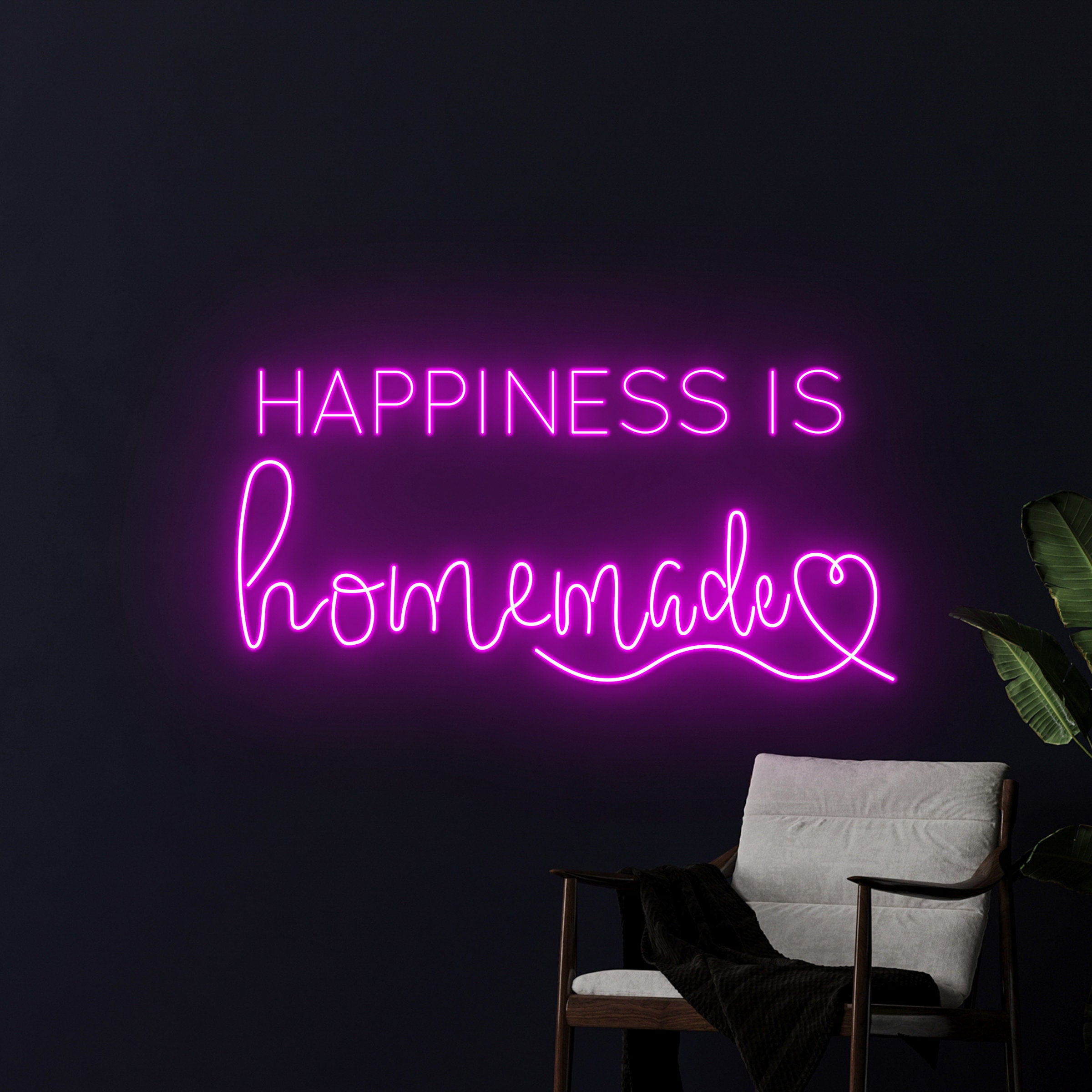Handmadetneonsign Happiness Is Home Made Neon Sign, Custom Quote Text ...