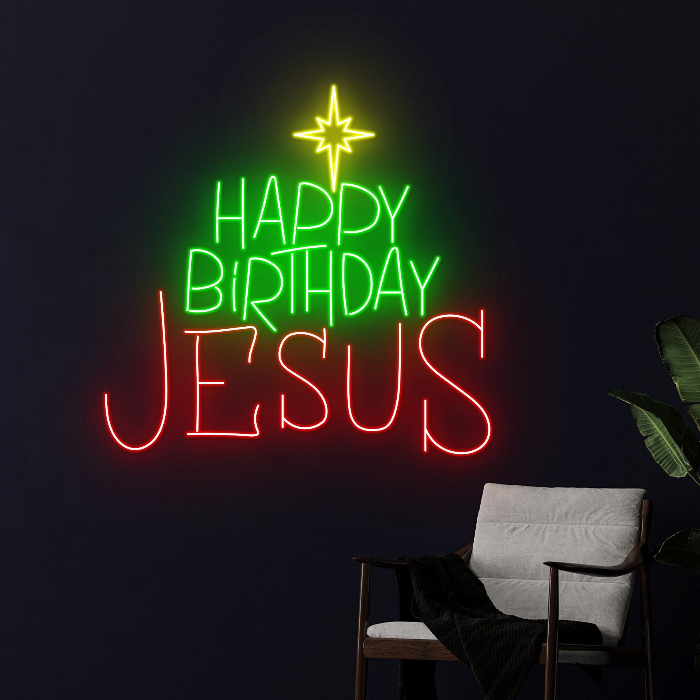 Handmadetneonsign Happy Birthday Jesus Neon Sign, Happy Birthday Jesus ...
