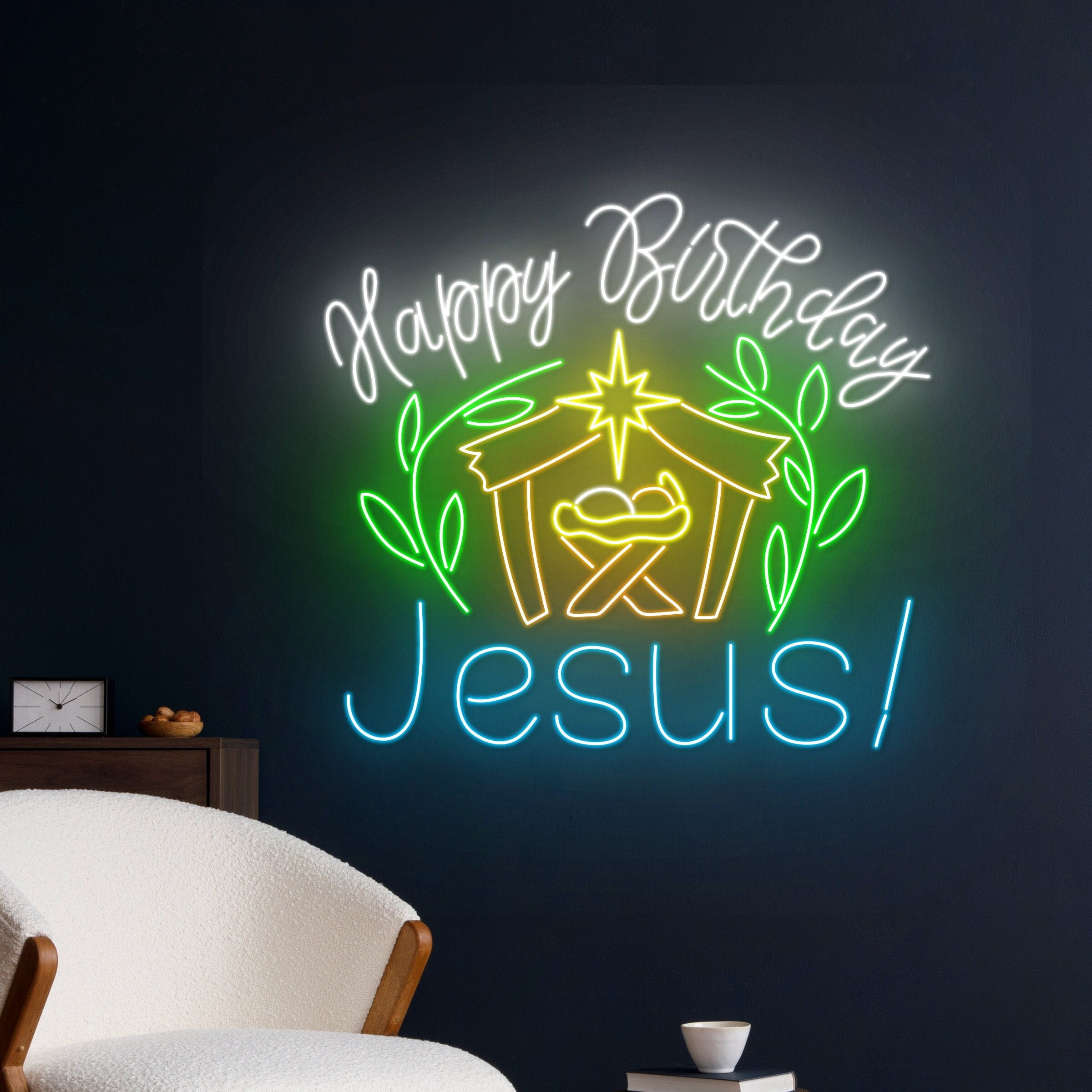 Handmadetneonsign Happy Birthday Jesus Neon Sign, Happy Birthday Jesus ...