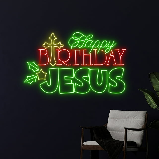 Handmadetneonsign Happy Birthday Jesus Neon Sign, Happy Birthday Jesus ...