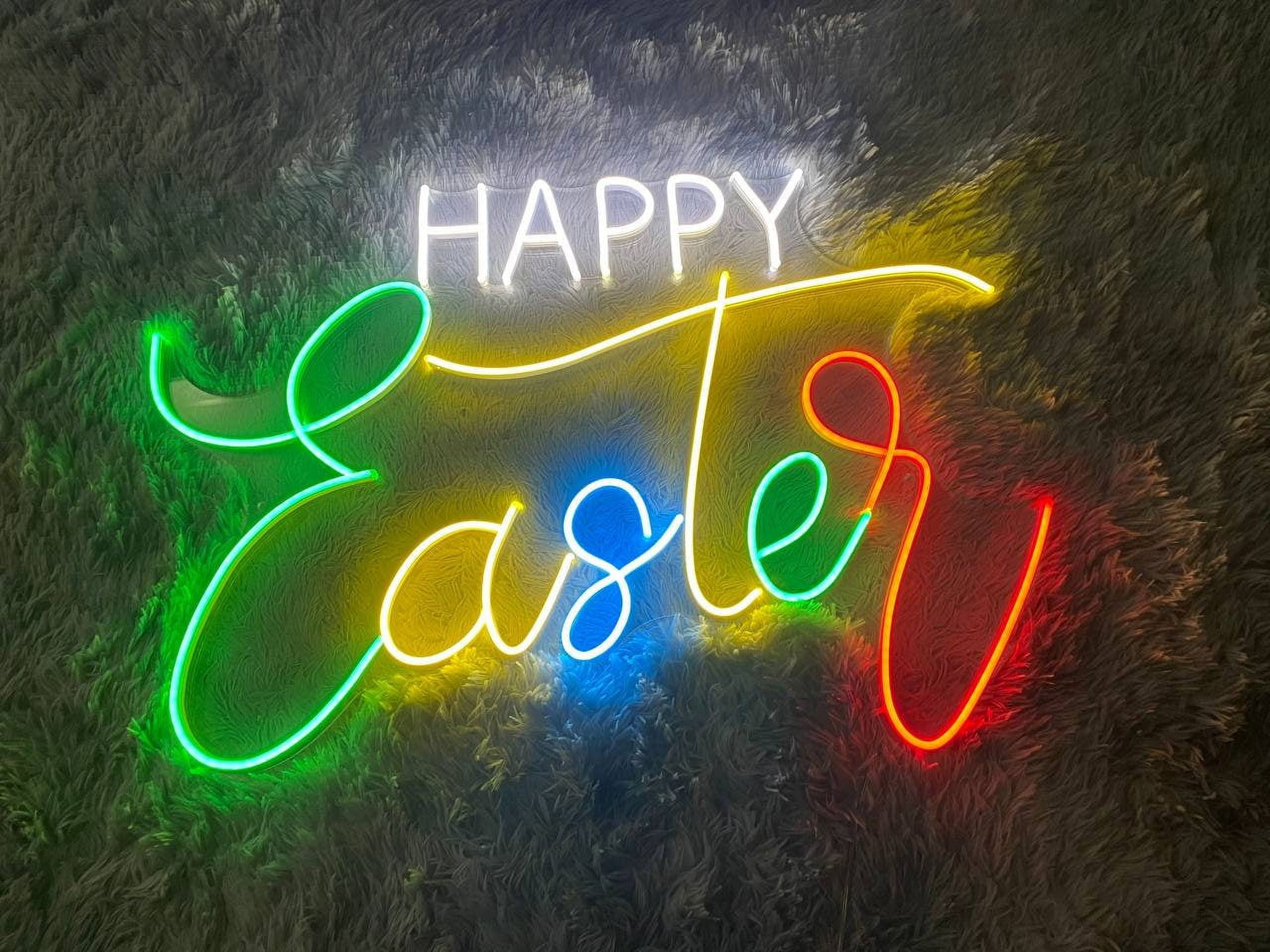 Handmadetneonsign Happy Easter LED Neon Sign, Happy Easter Neon Sign ...