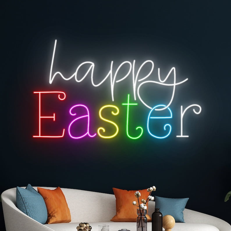 Handmadetneonsign Happy Easter Neon Sign, Happy Easter Led Sign, Easter ...