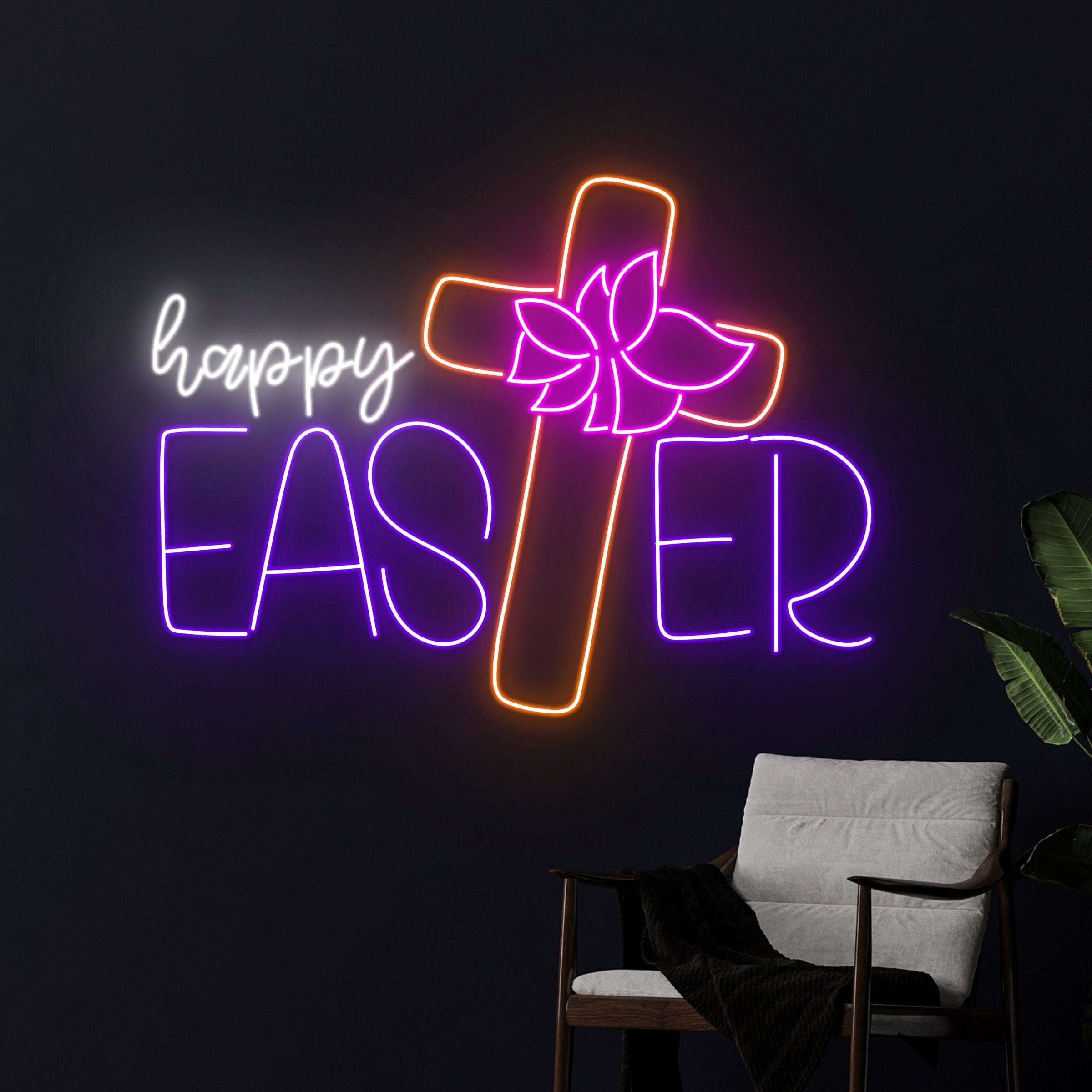 Handmadetneonsign Happy Easter Neon Sign, Happy Easter Led Sign, Jesus ...