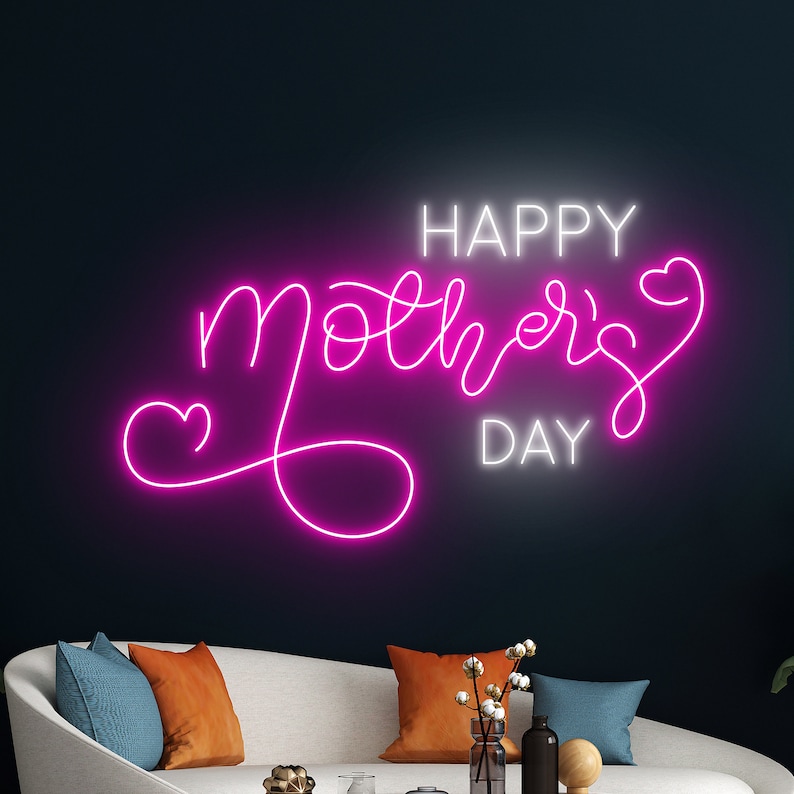 Handmadetneonsign Happy Mother's Day Wall Art, Mother Day Party Wall ...
