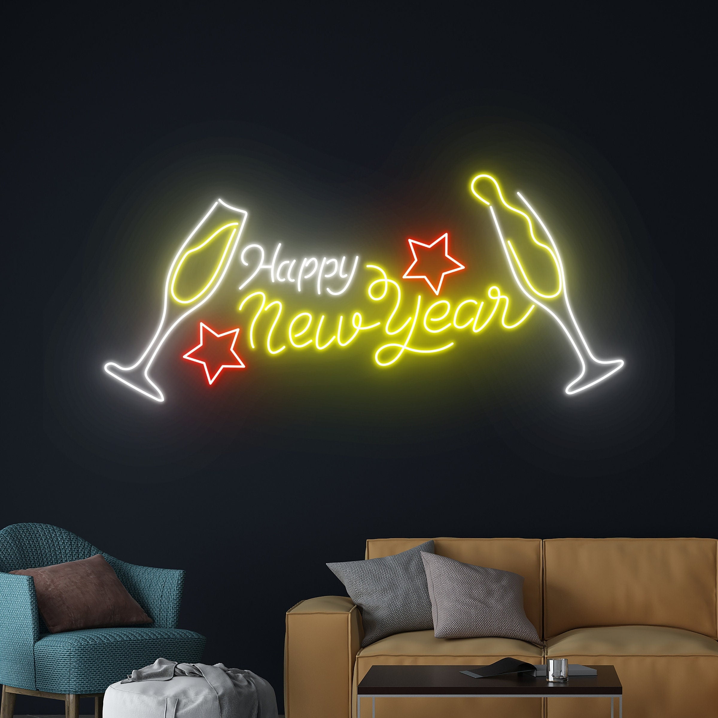 Handmadetneonsign Happy New Year Neon Sign, Happy New Year Led Sign ...
