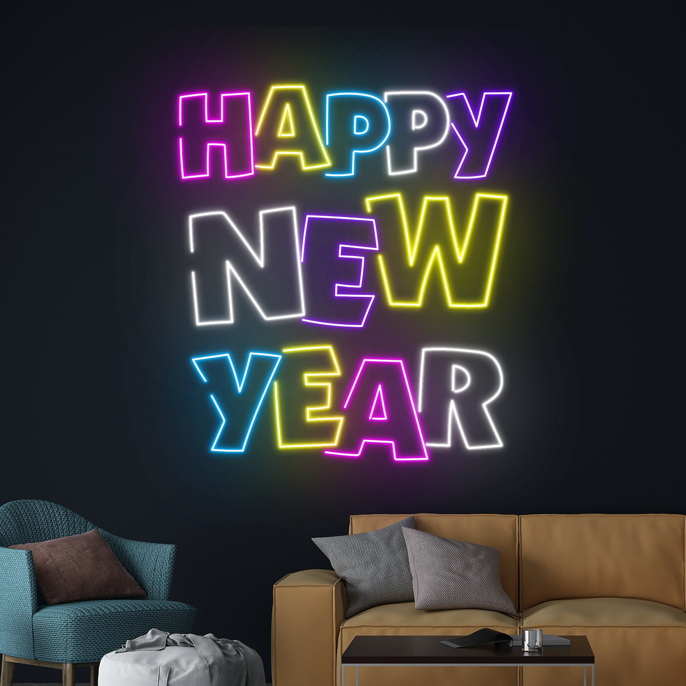 Handmadetneonsign Happy New Year Neon Sign, Happy New Year Led Sign ...