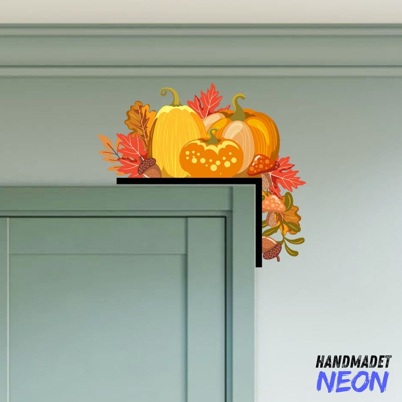 Handmadetneonsign Happy Thanksgiving Door Corner Sign, Pumpkin Metal ...