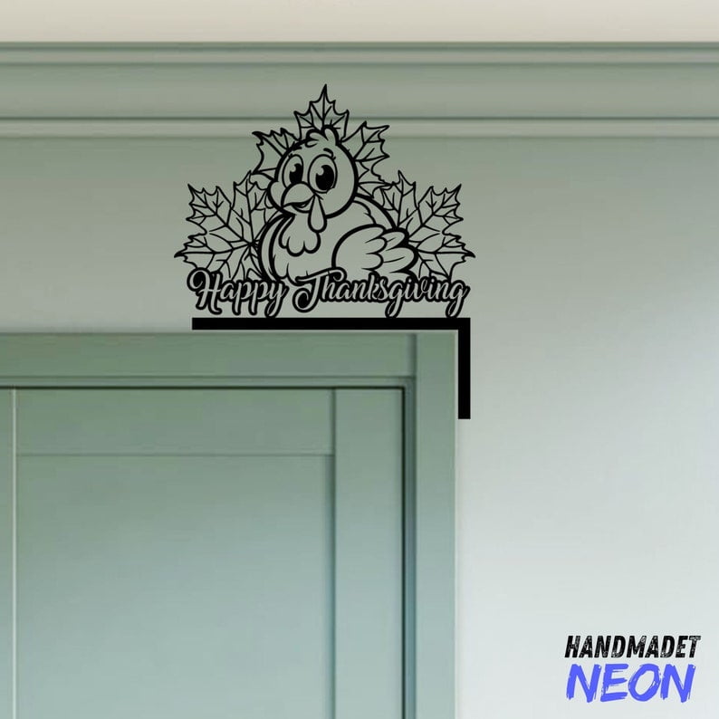 Handmadetneonsign Happy Thanksgiving Door Corner Sign, Turkey Metal ...
