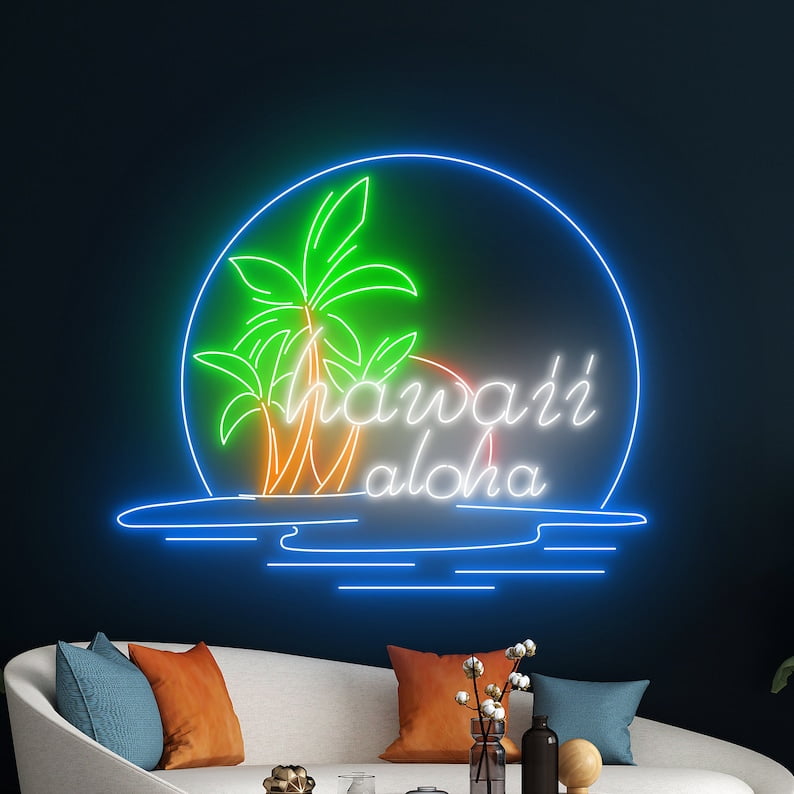 Handmadetneonsign Hawaii Aloha Wall Art, Aloha Beach Wall Decor ...