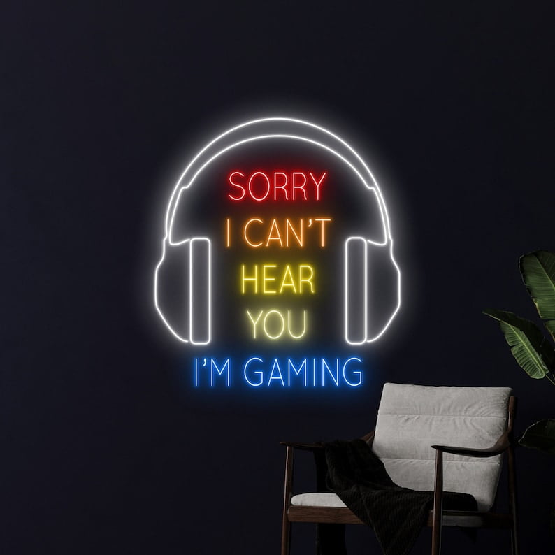Handmadetneonsign Headphone Neon Sign, Game Controller Led Sign, Game ...