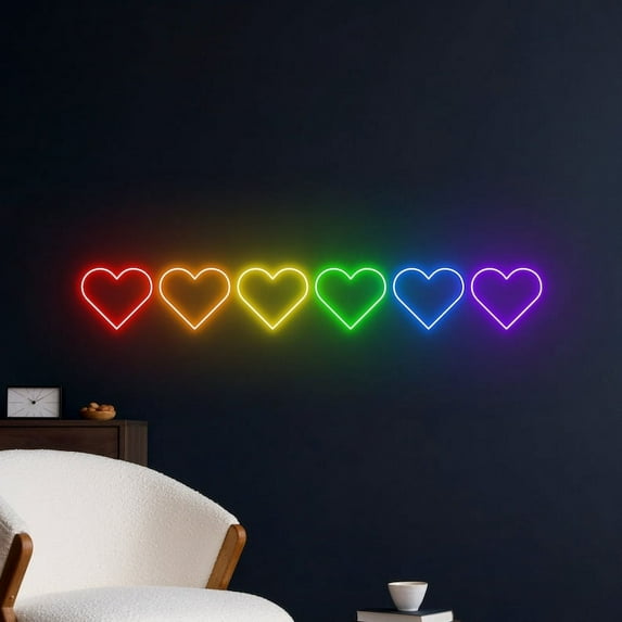 Handmadetneonsign Heart LGBT Neon Sign, LGBT Pride Wall Art Decor ...