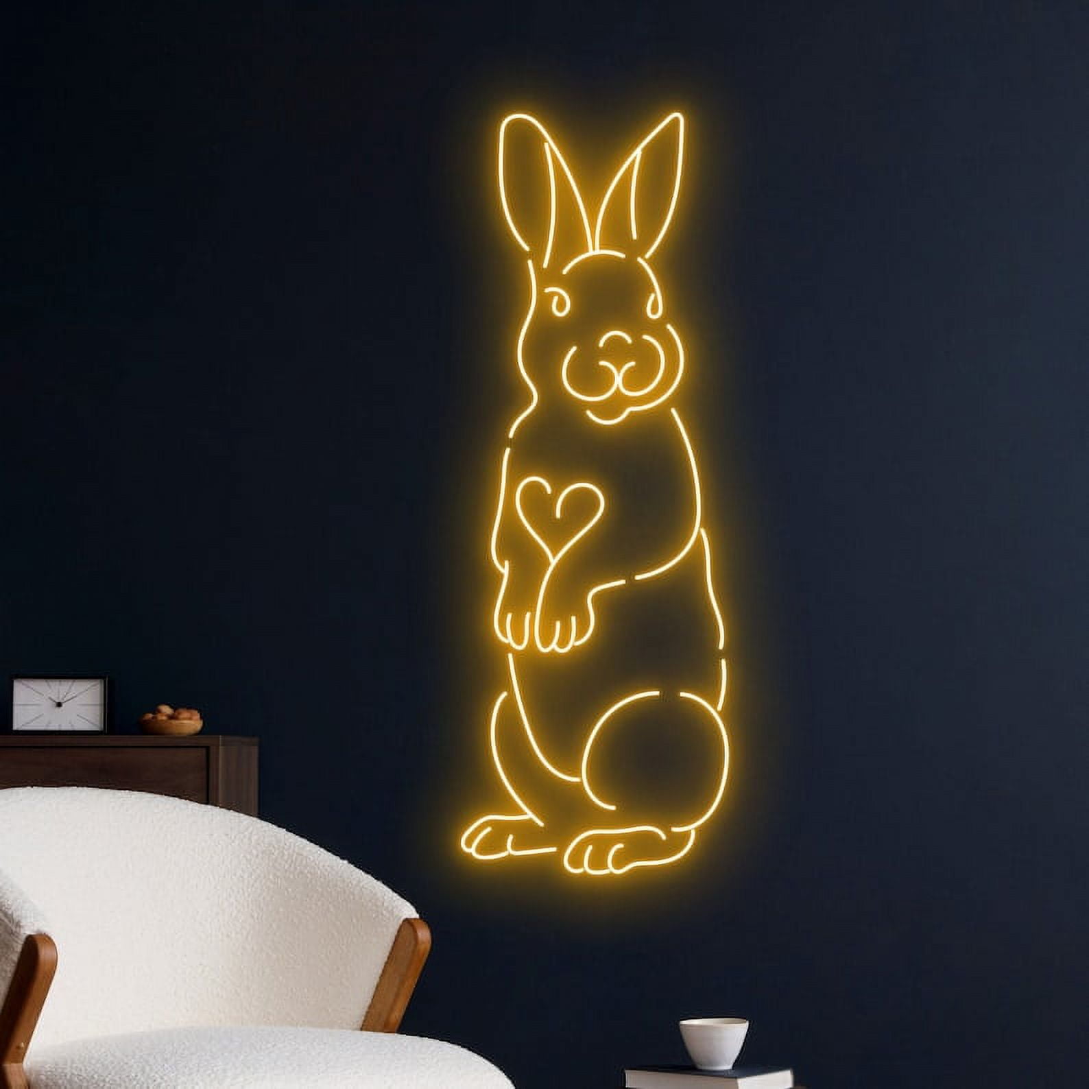 Handmadetneonsign Heart Rabbit Neon Sign, Bunny Neon Light, Easter ...