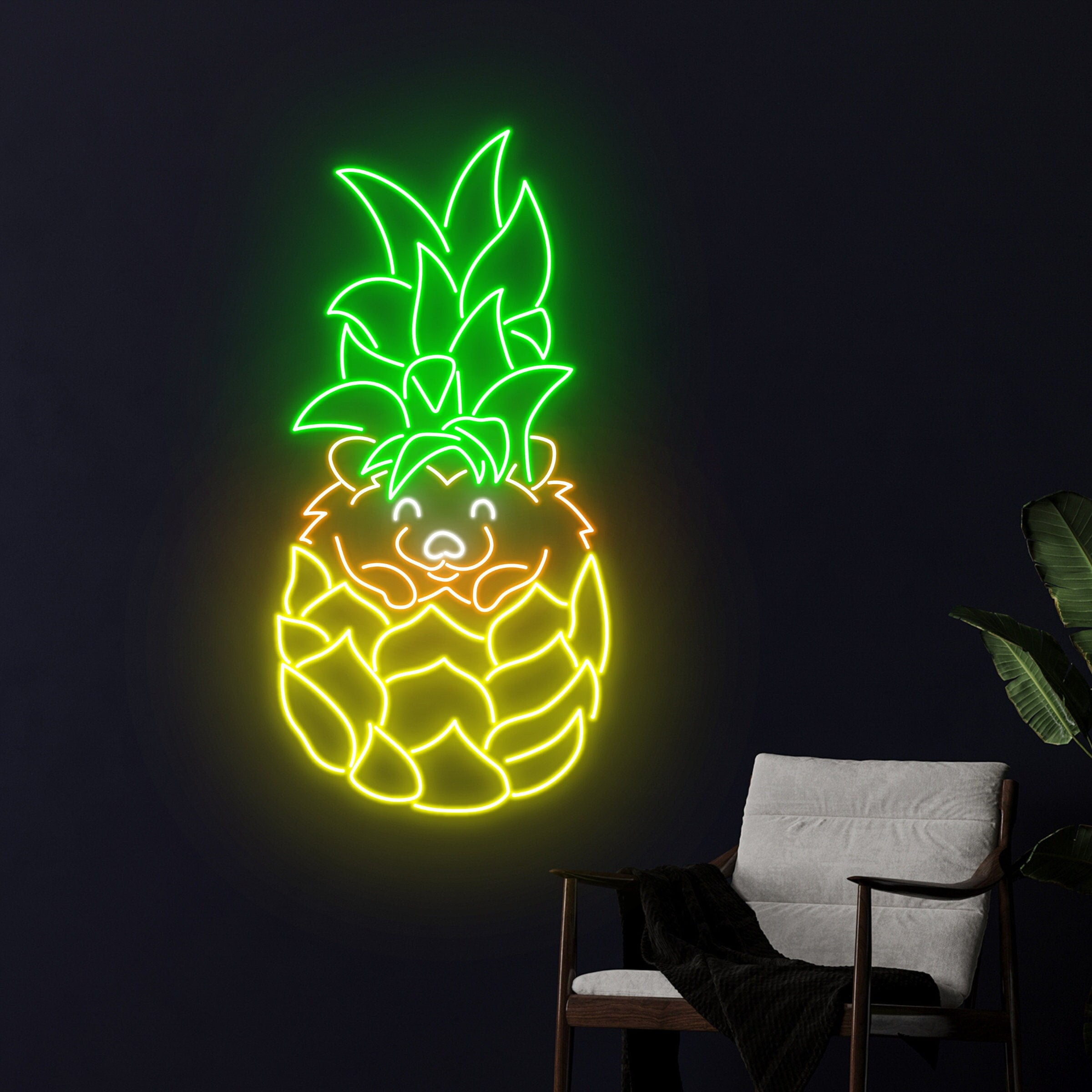 Handmadetneonsign Hedgehog Pineapple Neon Sign, Pineapple Hedgehog Led ...