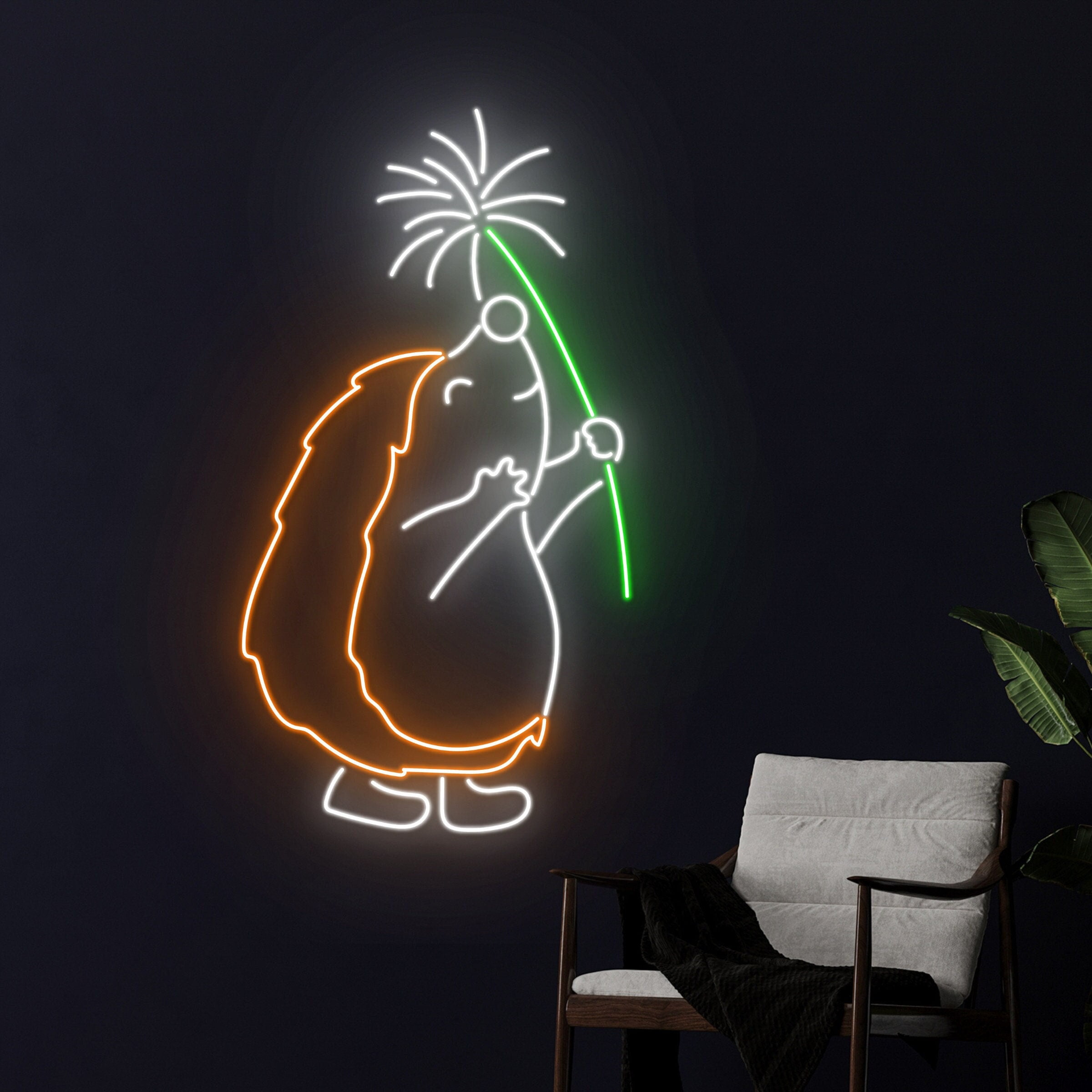 Handmadetneonsign Hedgehog Plays Dandelion Flower Flying Neon Sign ...