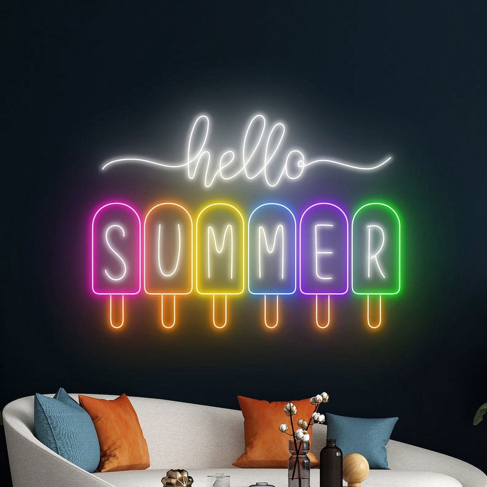 Handmadetneonsign Hello Summer Neon Sign, Summer Party Ice Cream Neon ...