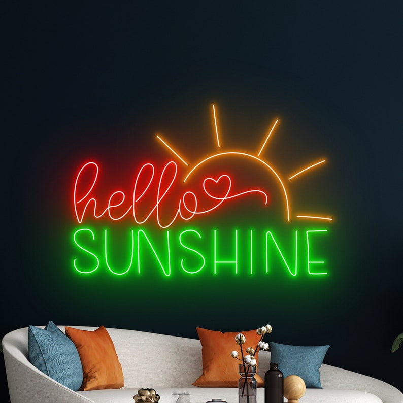 Handmadetneonsign Hello Sunshine Neon Sign, Hello Sunshine Wall Art ...