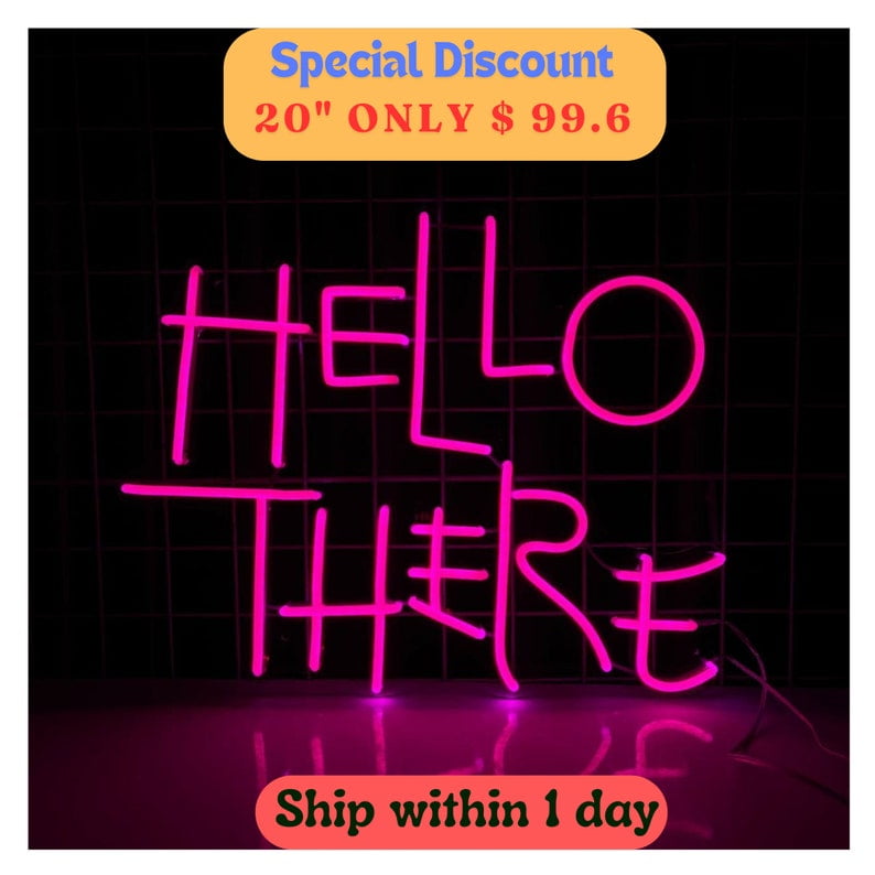 Handmadetneonsign Hello There Neon Sign, Hello There Quote Wall Art ...