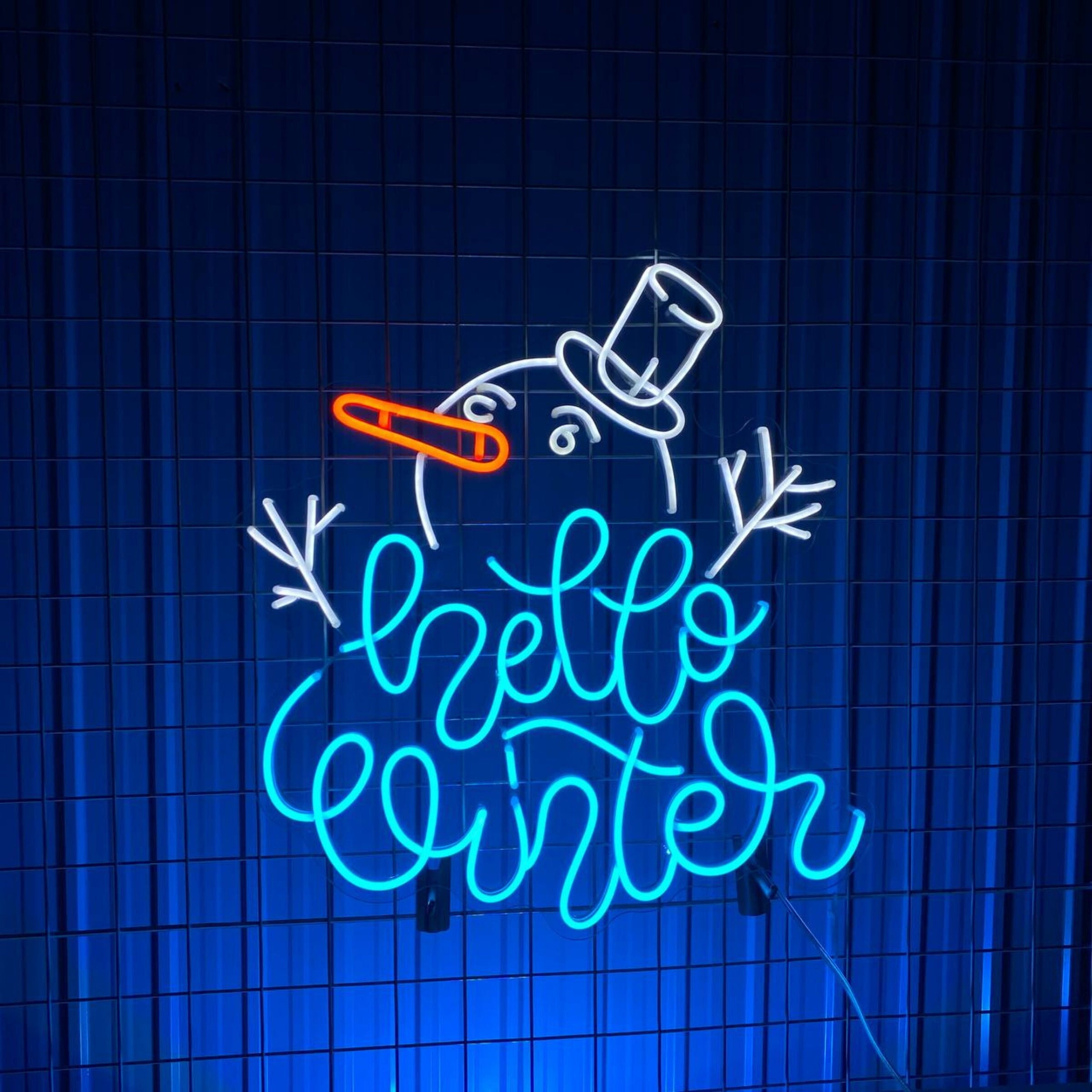 Handmadetneonsign Hello Winter Neon Sign, Snowman Led Sign, Winter Neon ...