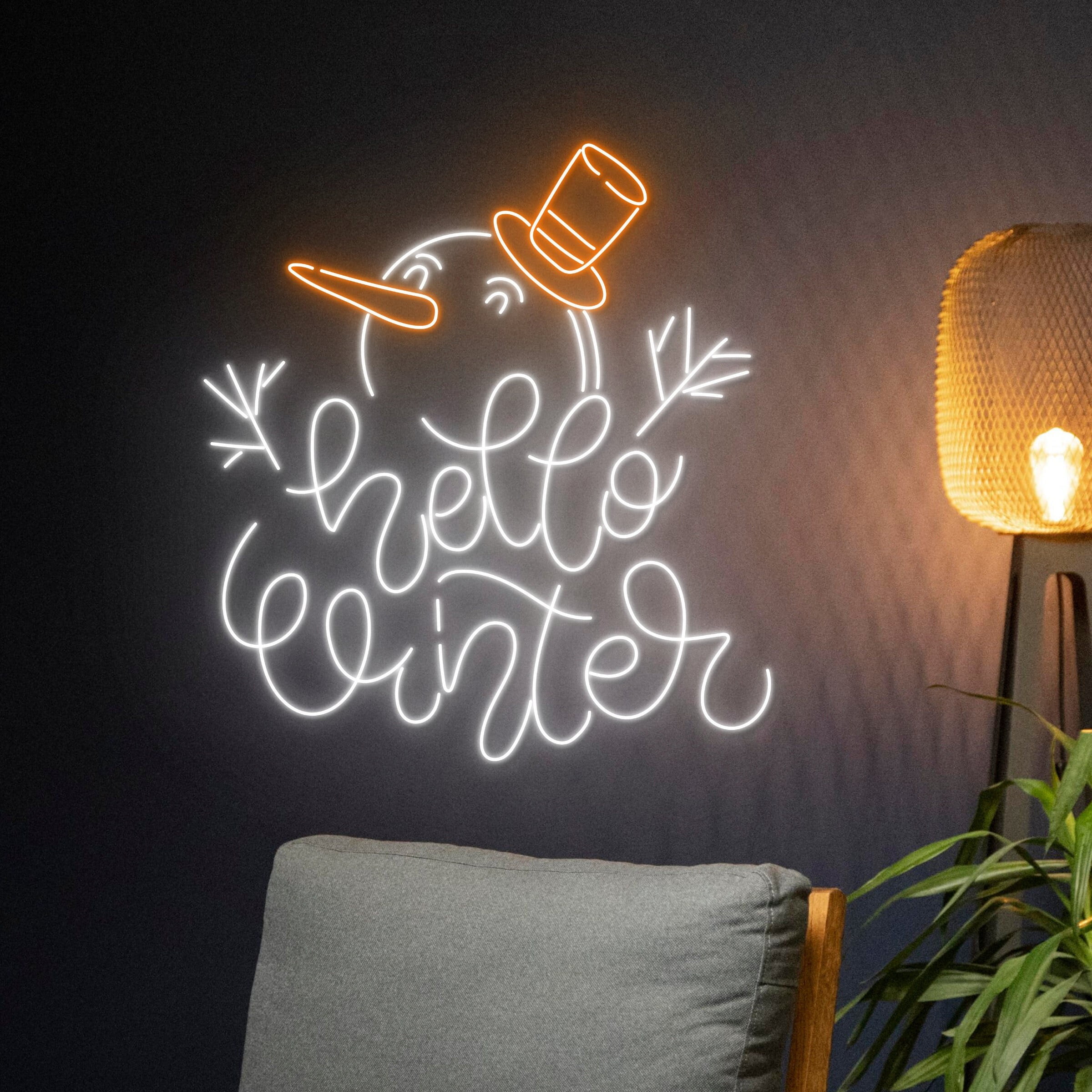 Handmadetneonsign Hello Winter Neon Sign, Snowman Led Sign, Winter Neon ...