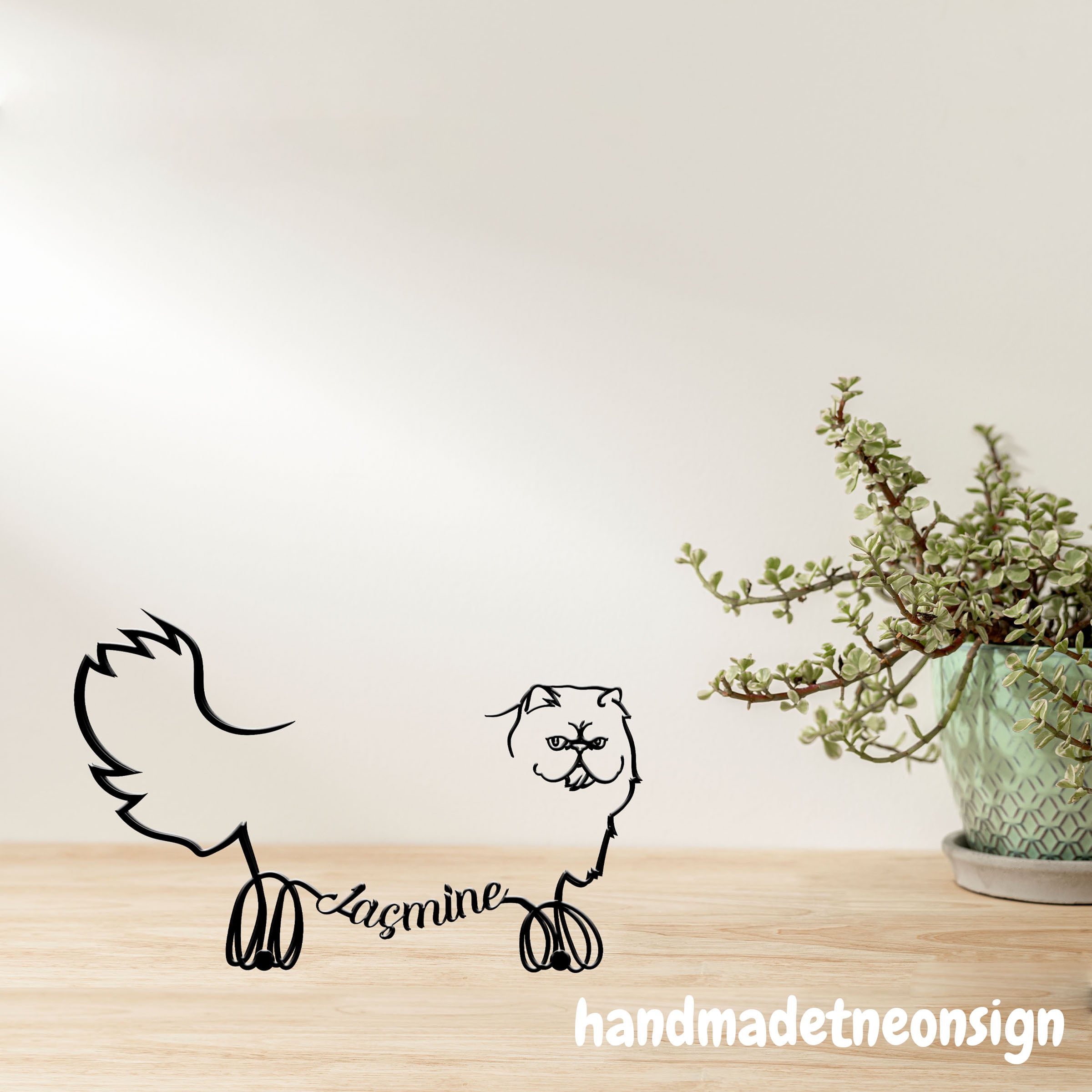Handmadetneonsign Himalayan Cat Metal Desk, Cat Minimalist Metal Table ...