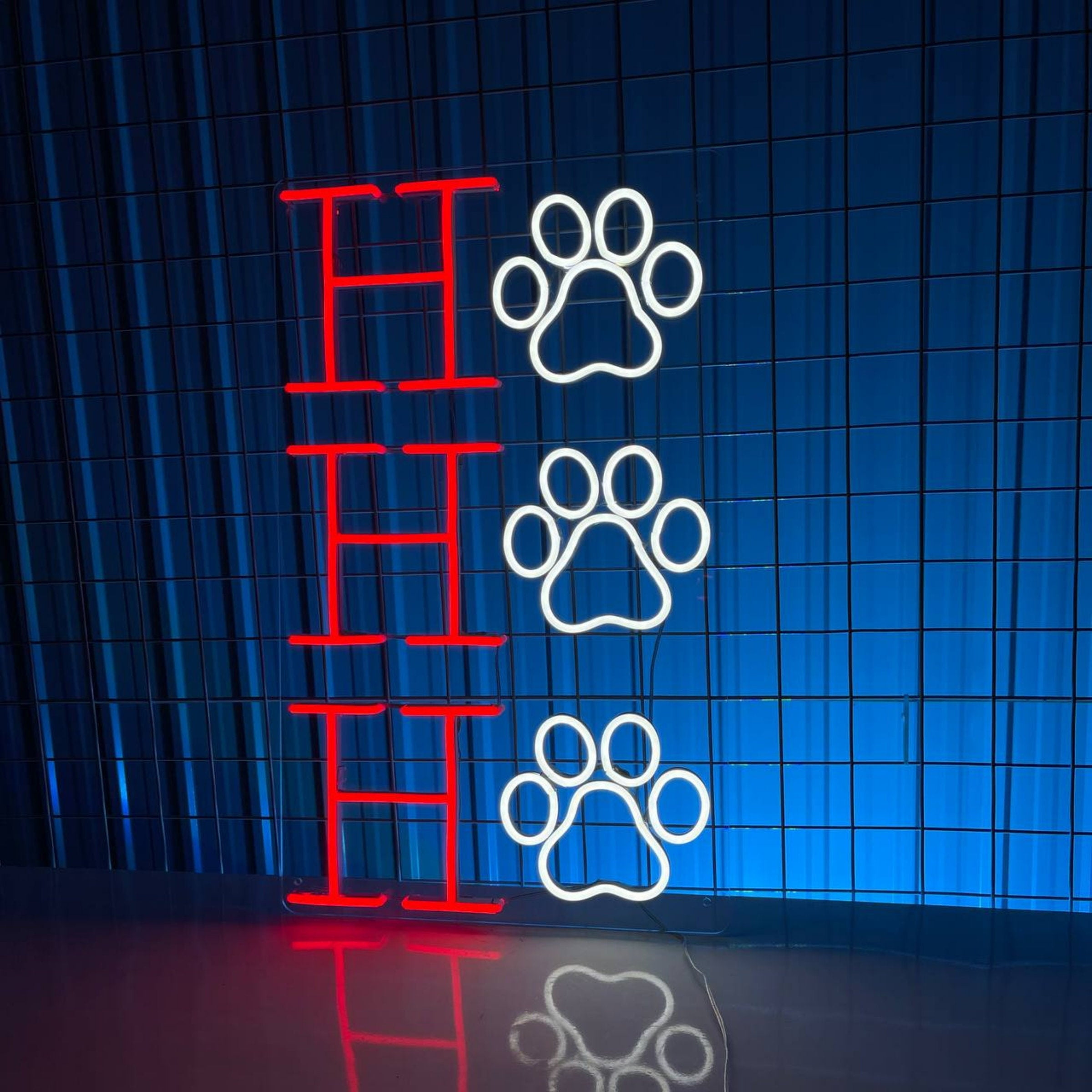 Handmadetneonsign Ho Ho Ho Paw Led Sign, Paw Hohoho Neon Sign, Dog Paw ...