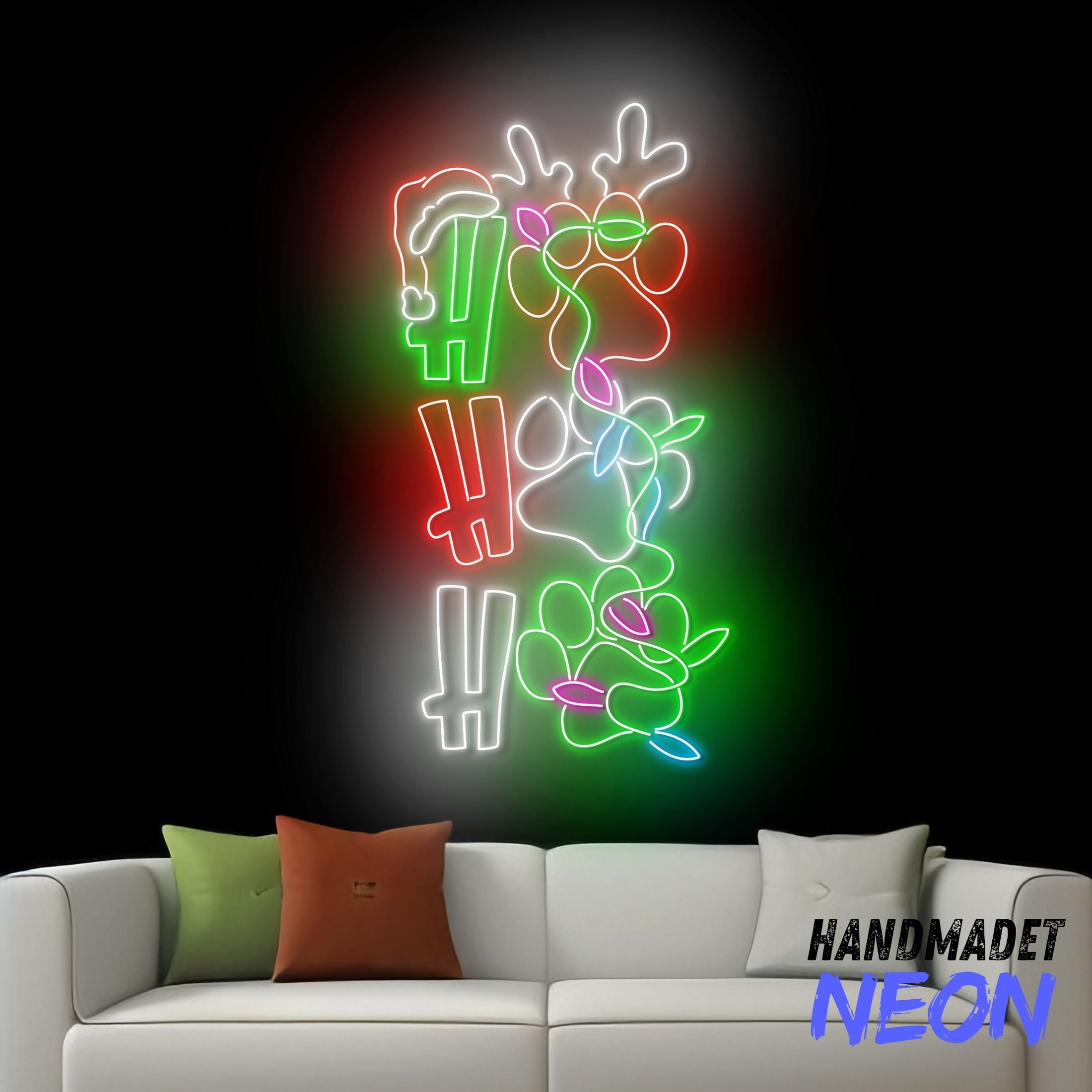 Handmadetneonsign Hohoho Paw Print Neon Sign, Christmas Paw Print Led ...