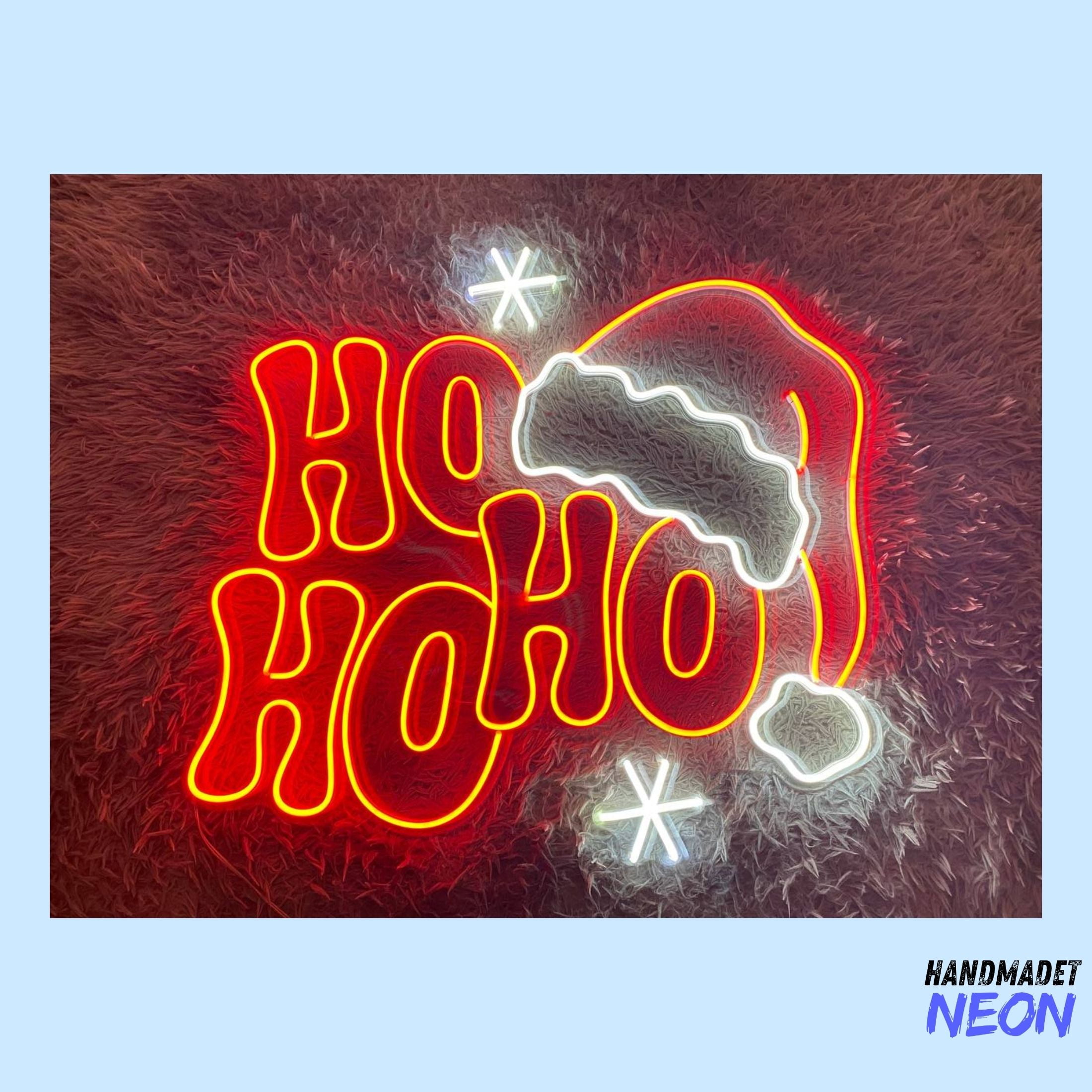 Handmadetneonsign Hohoho Santa Hat Neon Sign, Christmas Hohoho Wall Art ...