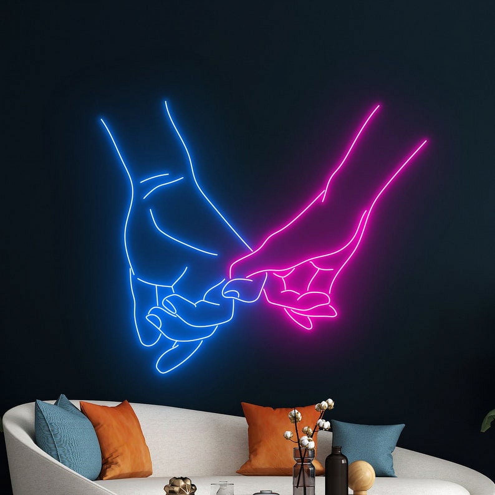Handmadetneonsign Holding Hands Neon Sign, Promise Hands Neon Light ...