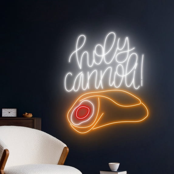Handmadetneonsign Holy Cannoli Neon Sign, Cannoli Italy Wall Art Decor ...