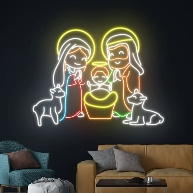 Handmadetneonsign Holy Family Neon Sign, Nativity Scene Led Sign ...