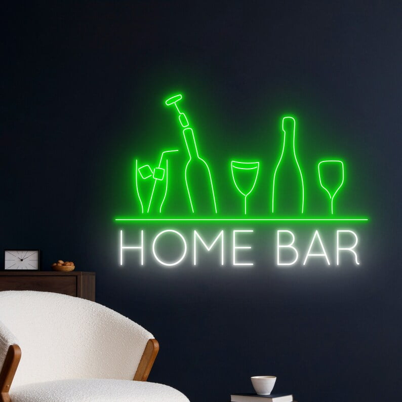 Handmadetneonsign Home Bar Neon Sign, Cocktail Wine Wall Art Decor, Bar ...