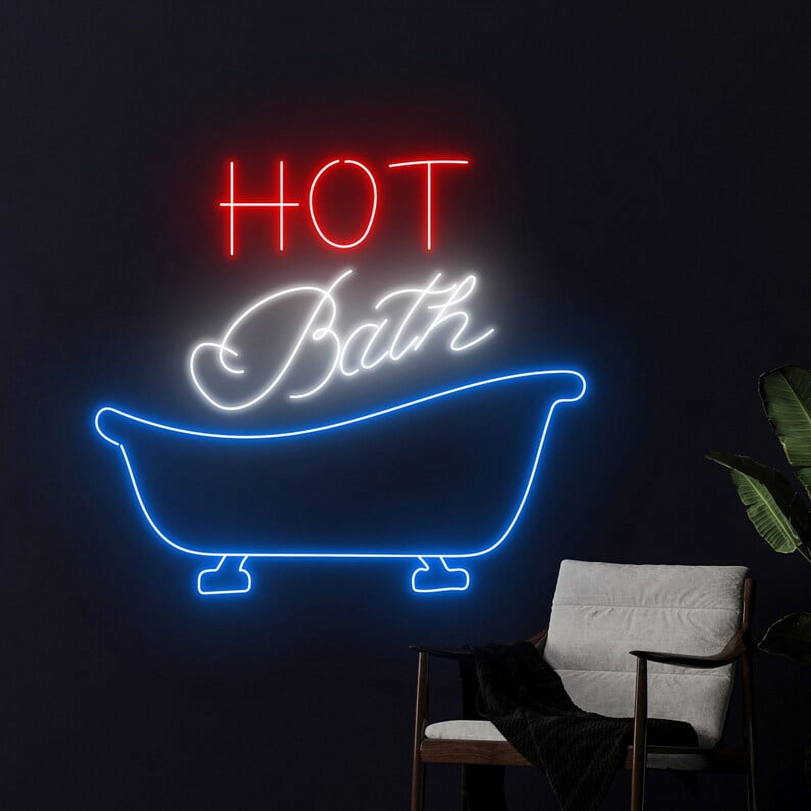 Handmadetneonsign Hot Bath Neon Sign, Hot Bathroom Hotel Neon Led Art ...