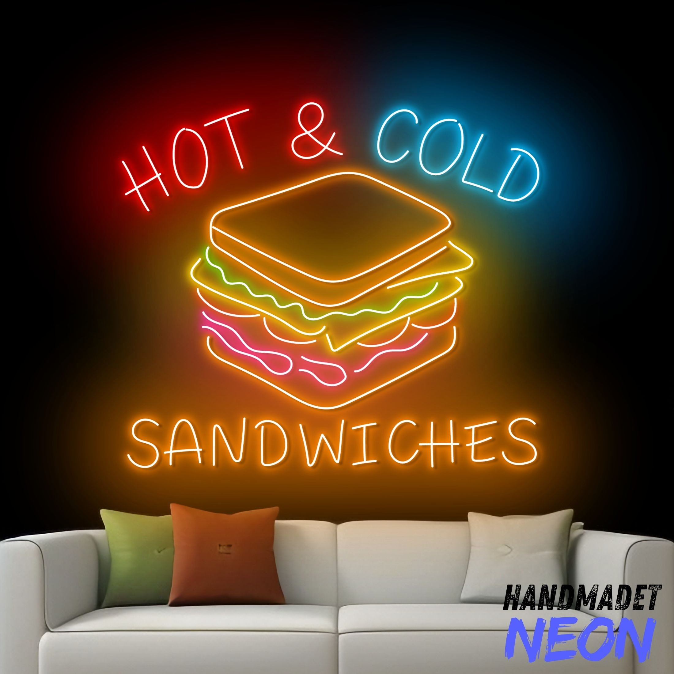Handmadetneonsign Hot & Cold Sandwiches Neon Sign, Sandwich Lover Neon ...