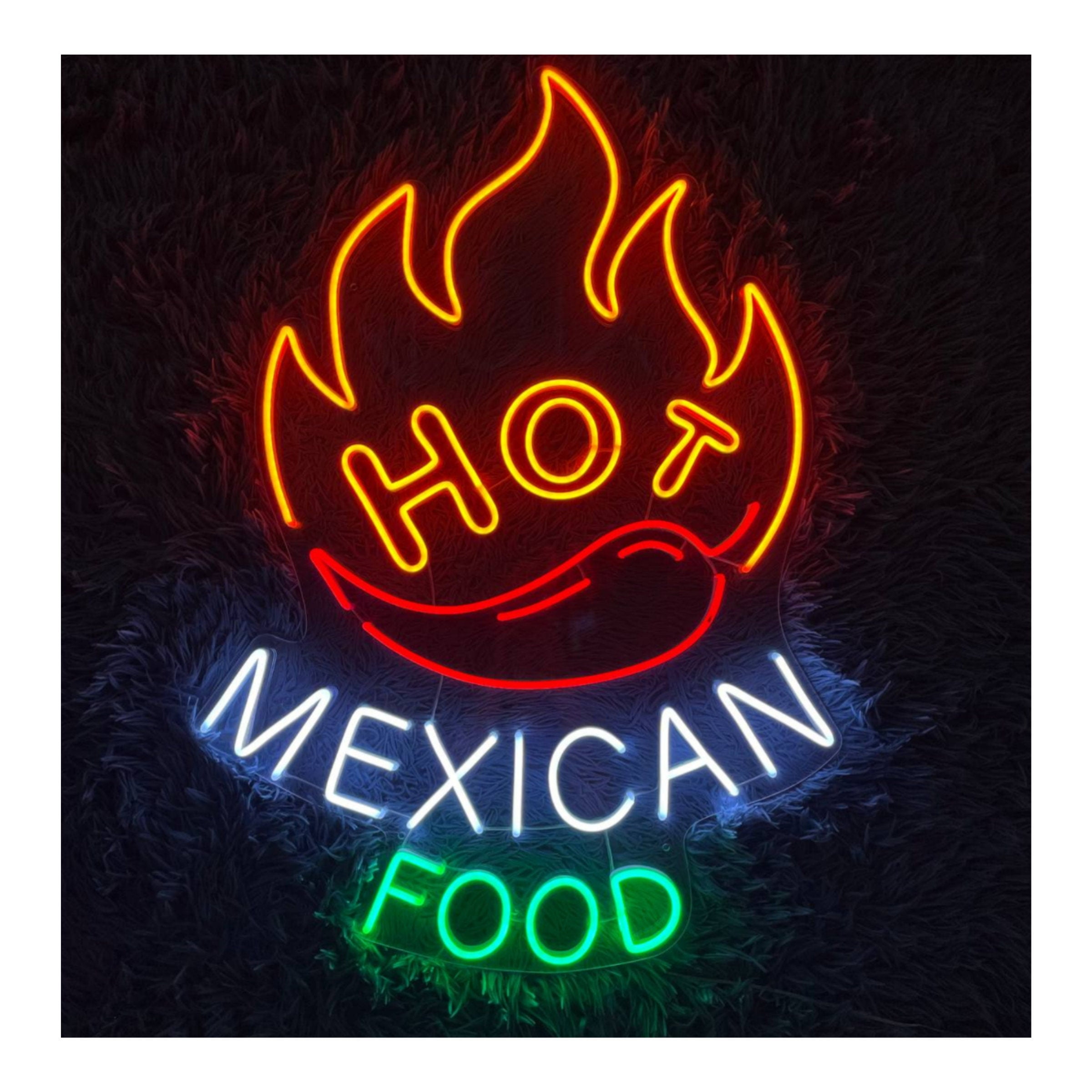 Handmadetneonsign Hot Mexican Food Led Sign, Mexican Food Neon Sign ...