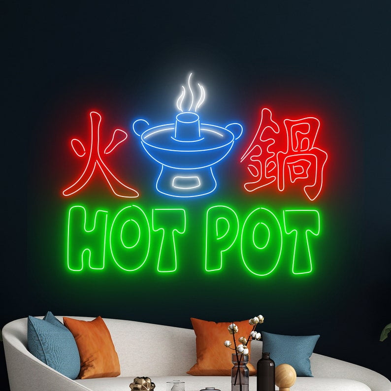 Handmadetneonsign Hot Pot Chinese Wall Art, Chinese Food Wall Decor ...
