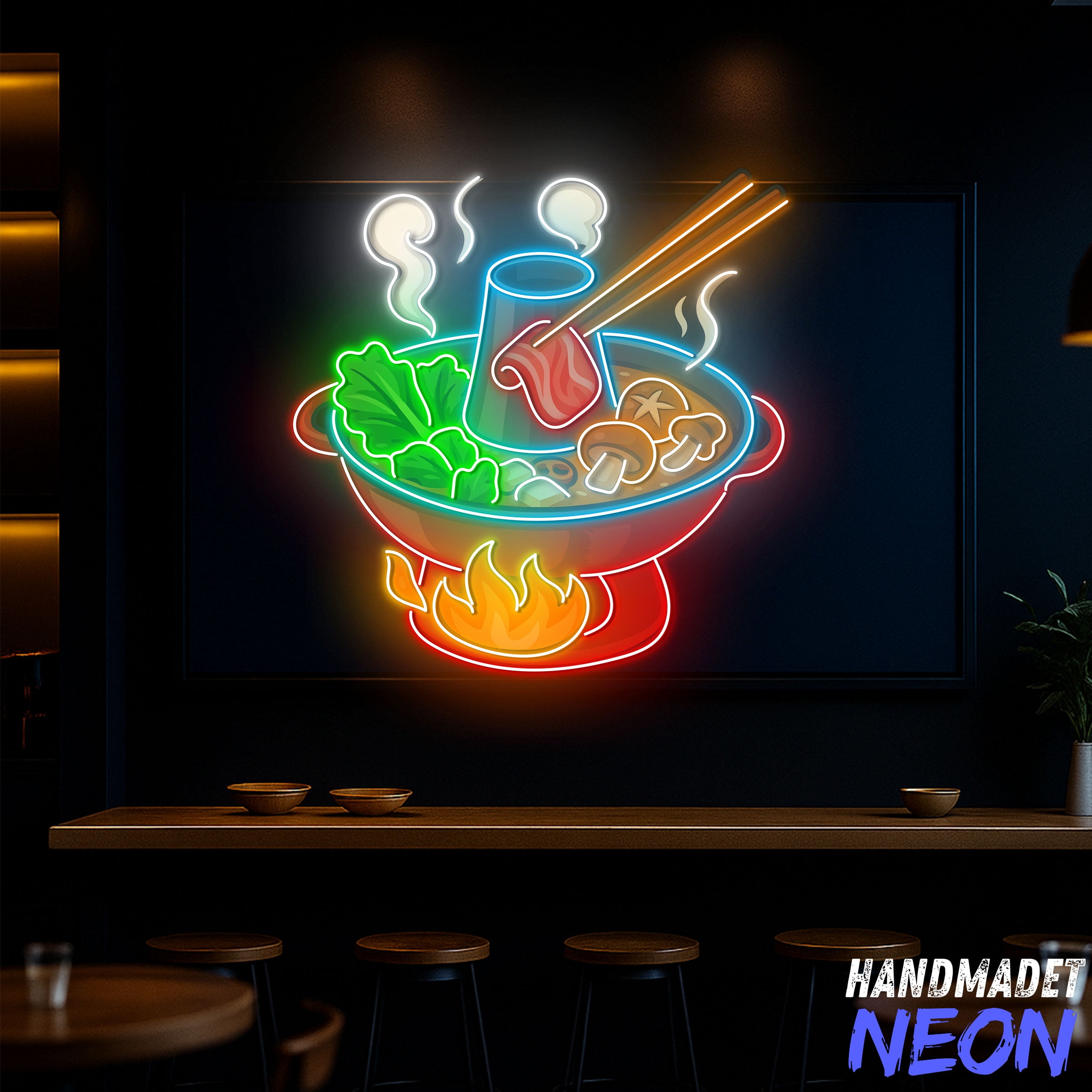 Handmadetneonsign Hot Pot Neon Sign, Chinese Food Sign, Kitchen Decor ...