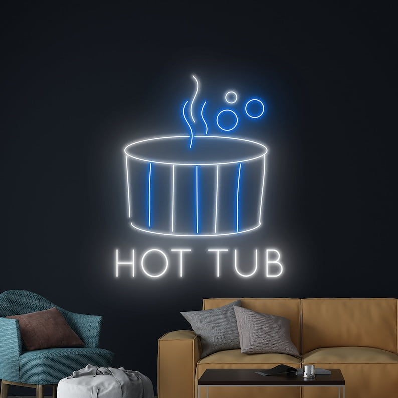 Handmadetneonsign Hot Tub Neon Sign, Bathroom Hotel Neon Led Art Decor ...