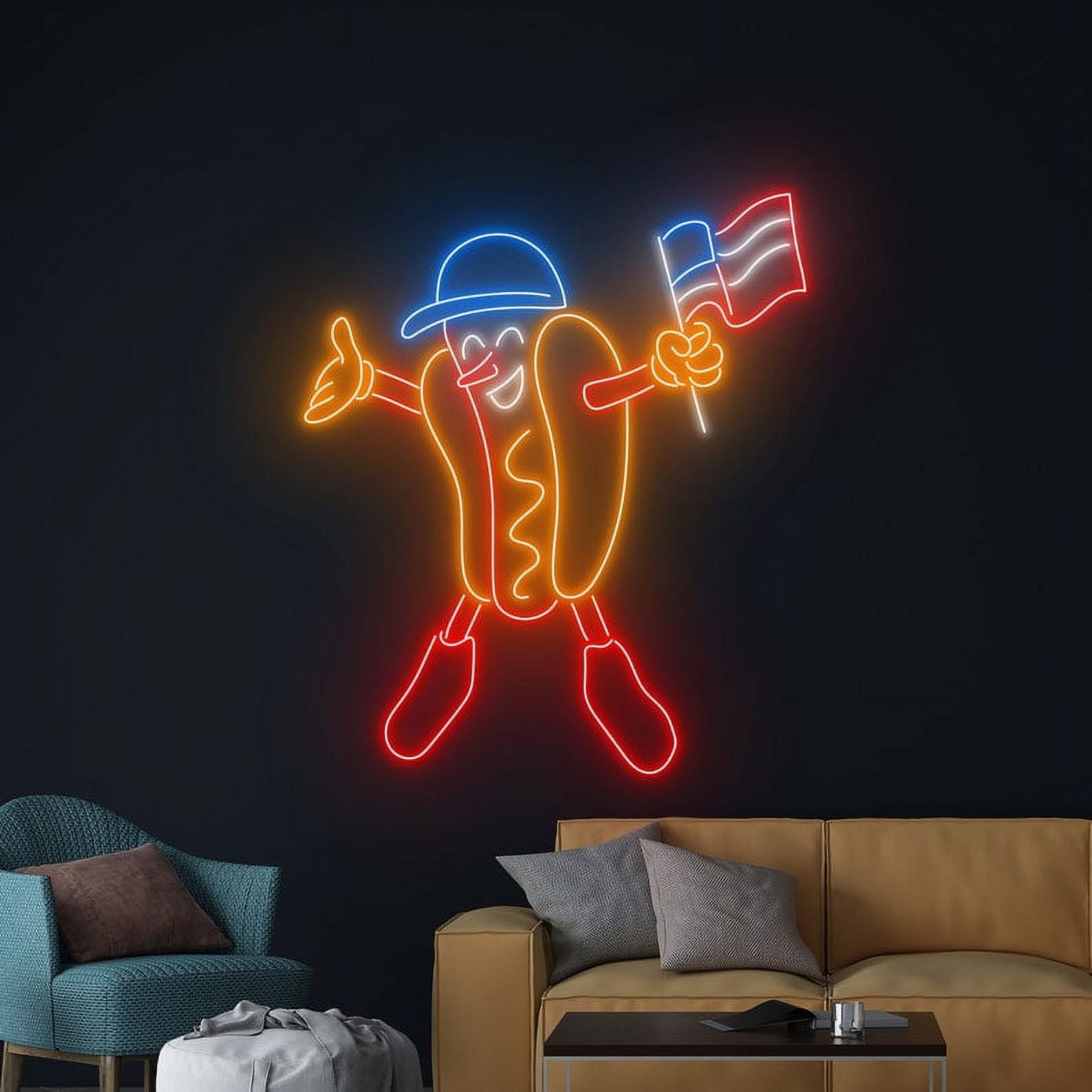 Handmadetneonsign Hotdog 4th Of July Neon Sign, Independence Day Art ...