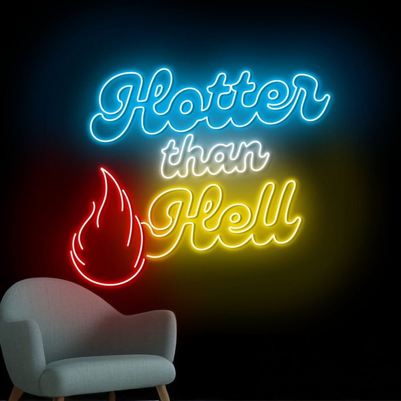 Handmadetneonsign Hotter than Hell Neon Sign, Custom Quote Wall Art ...