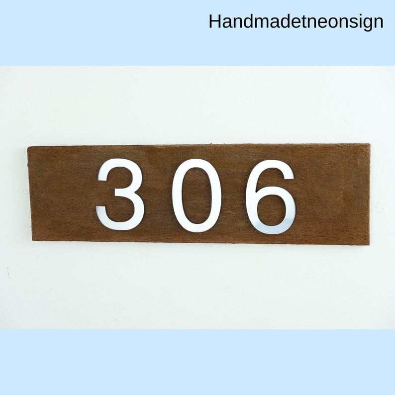 Handmadetneonsign House Number Horizontal Rusty, Rusty House Number ...