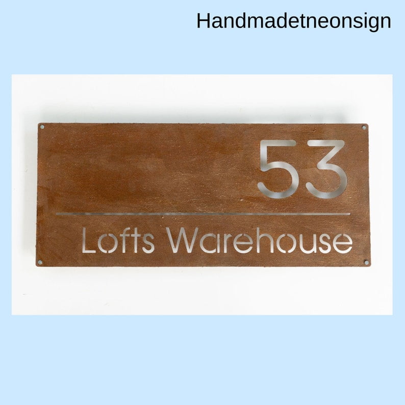 Handmadetneonsign House Number Horizontal Rusty, Rusty House Number ...