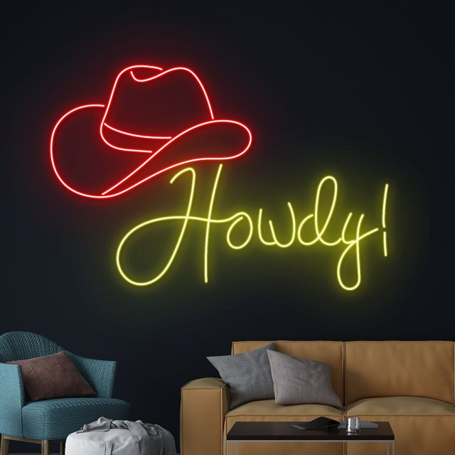 Handmadetneonsign Howdy Cowboy Hat Neon Sign, Cowboy Howdy Led Light ...