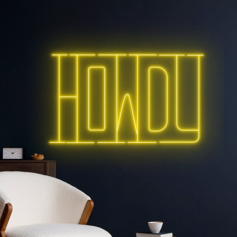 Handmadetneonsign Howdy Neon Sign, Howdy Cowboy Wall Art Decor, Western ...