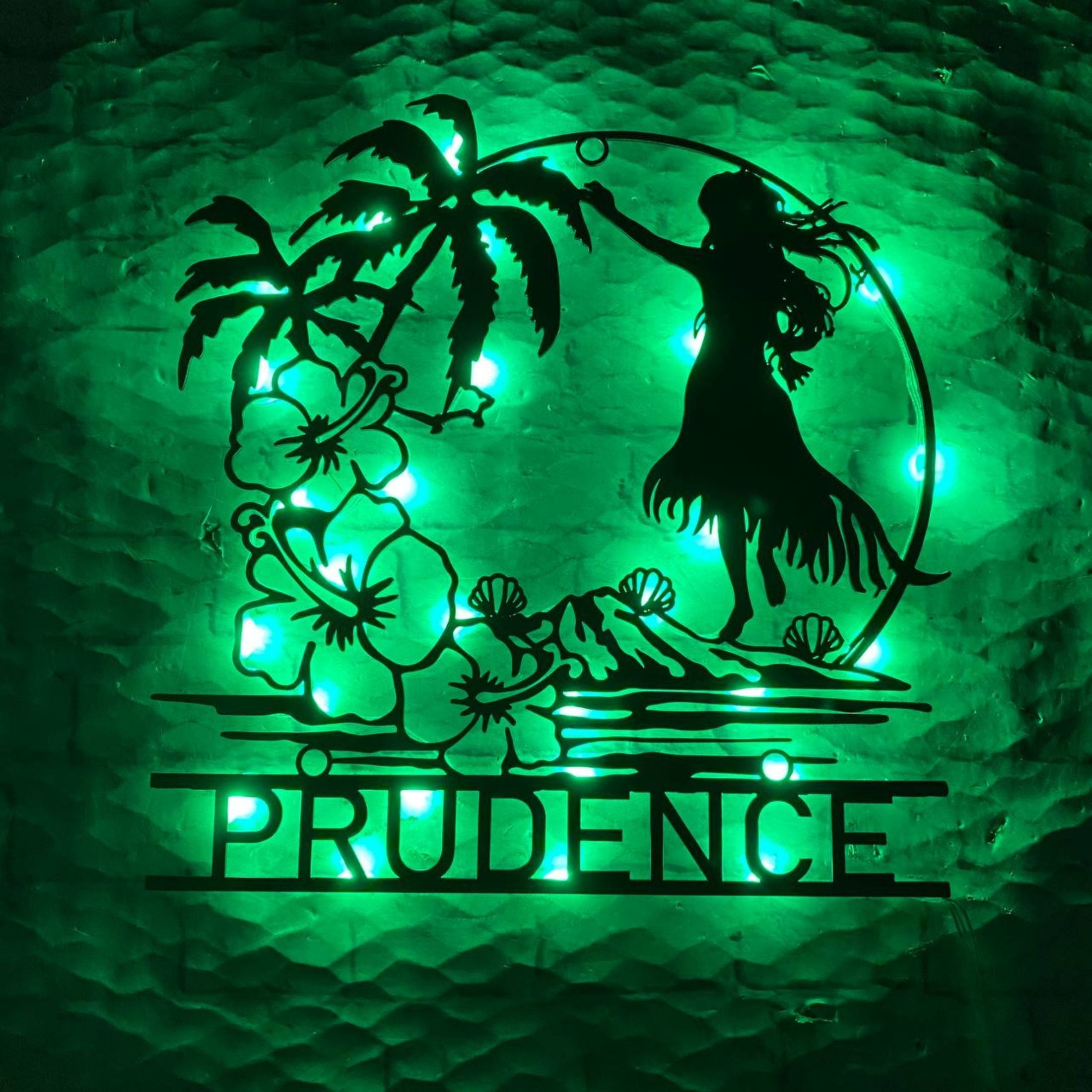 Handmadetneonsign Hula Dancer Hawaiian Flower Scene Metal Wall Art ...