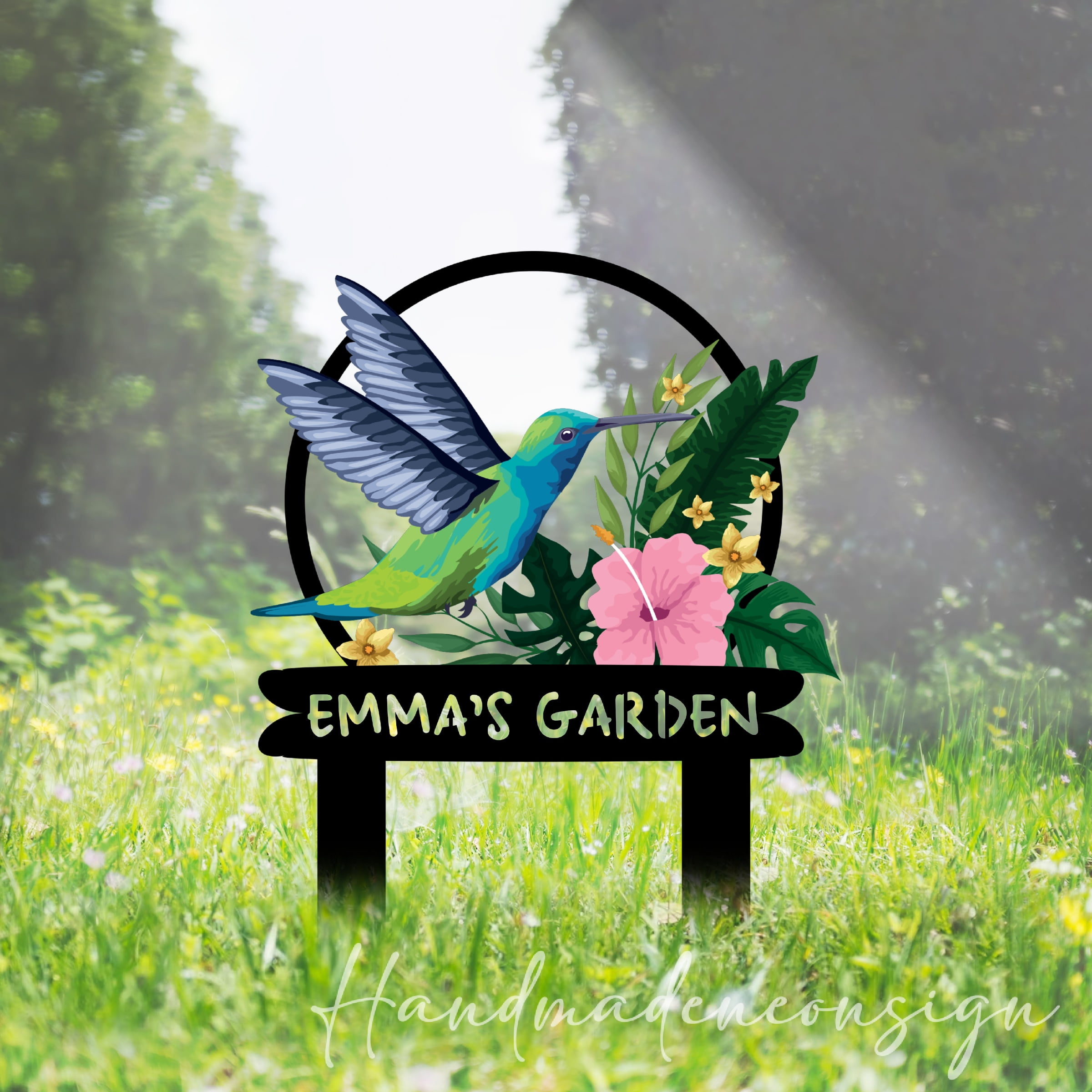 Handmadetneonsign Hummingbird Metal With Stake, Hummingbird Metal Sign ...