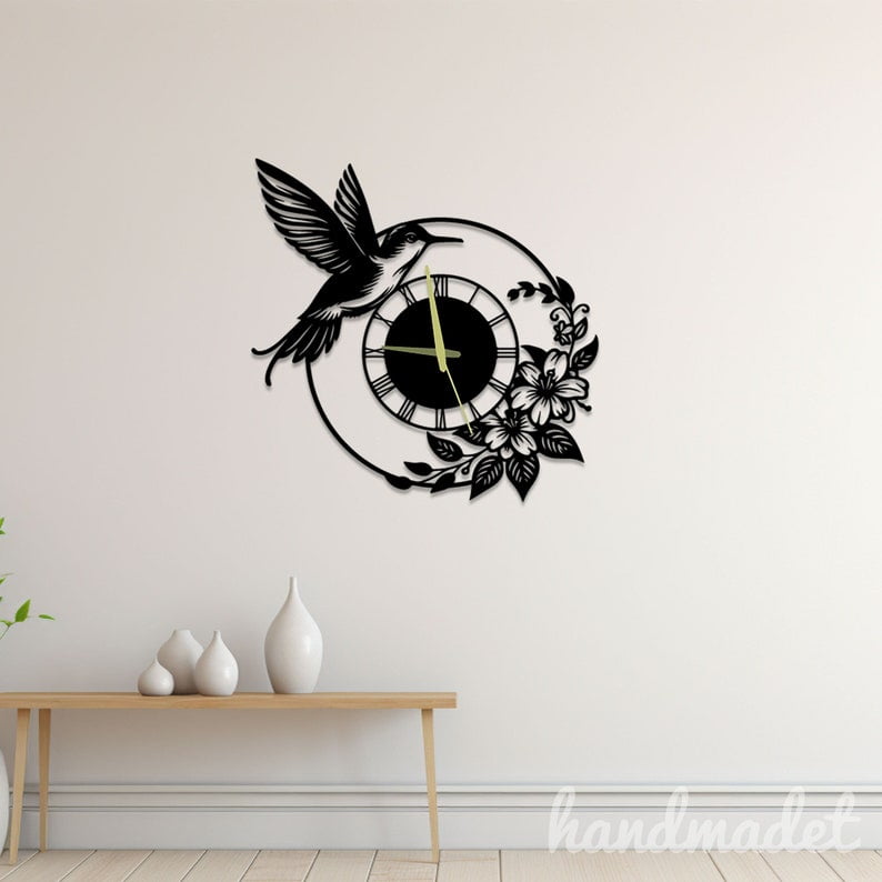 Handmadetneonsign Hummingbird Wall Clock Unique, Year Date Round Wall ...