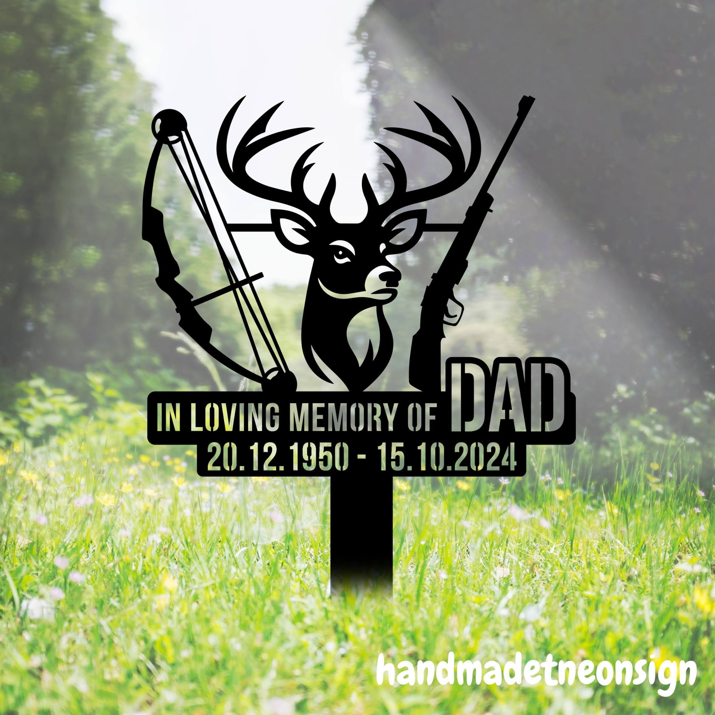 Handmadetneonsign Hunter Memorial Metal With Stake, Garden Plaque ...